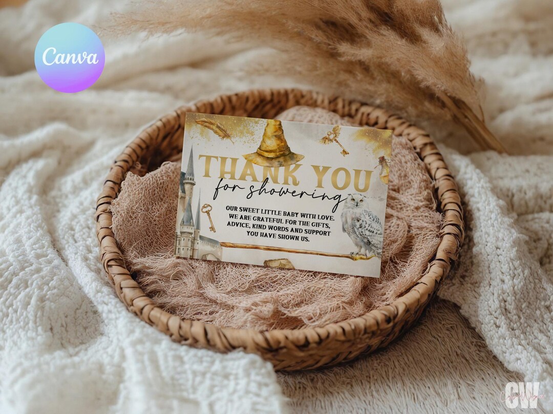Wizard Baby Shower Thank You Card, Magic School Baby Shower Thank You ...