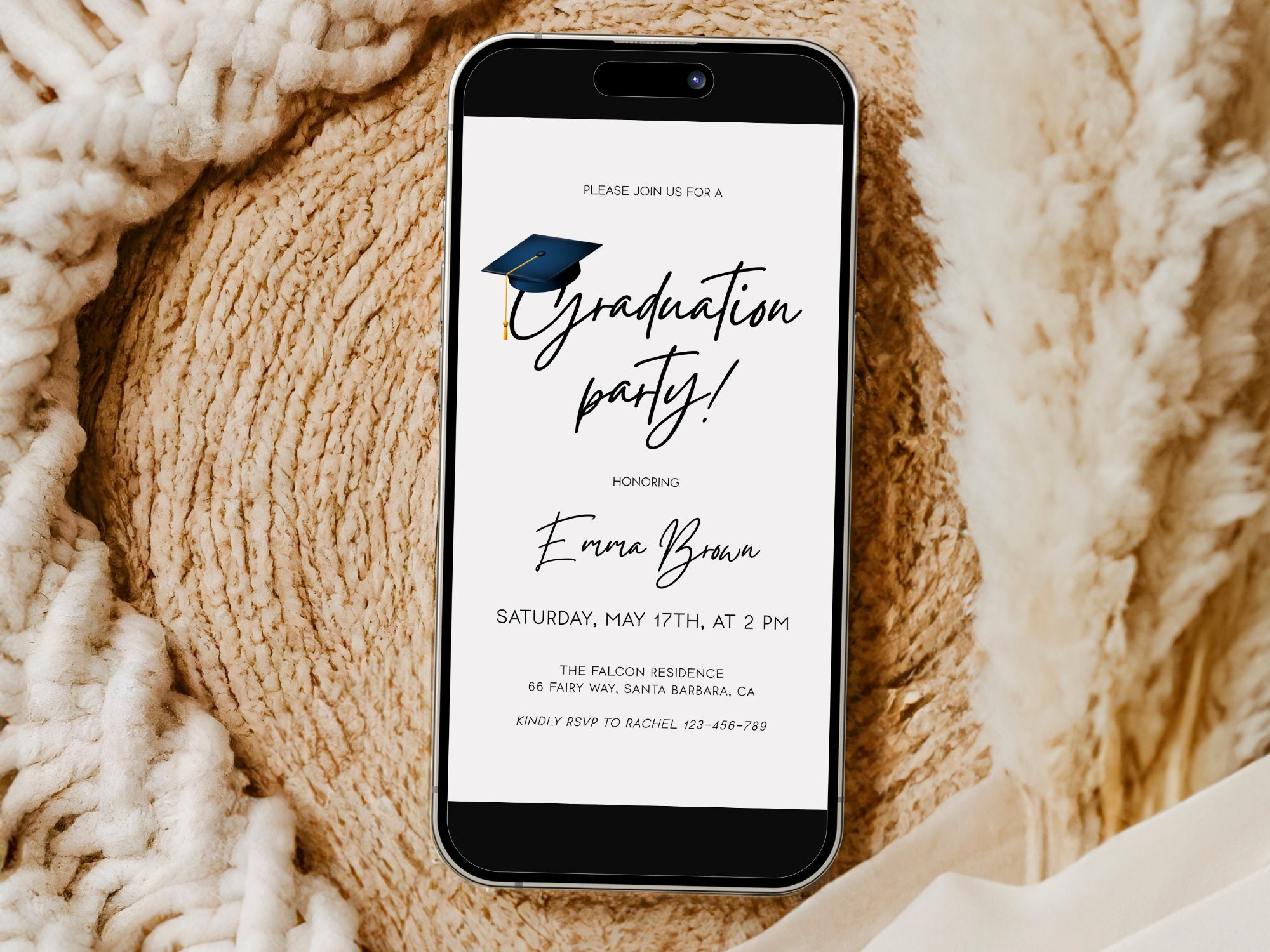 Graduation Party Phone Invitation Template Editable Graduation Text ...