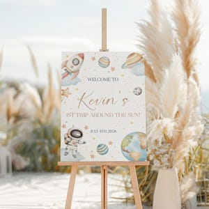 Space Birthday Welcome Sign, Astronaut 1st Birthday Welcome Poster ...