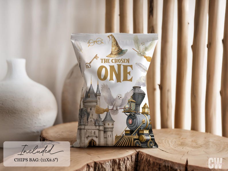 The Chosen One 1st Birthday Party Chips Bag, School of Magic Design ...