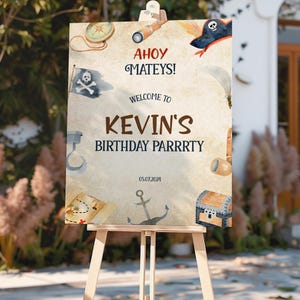Pirate First Birthday Welcome Sign, Pirate 1st Birthday Party Welcome ...