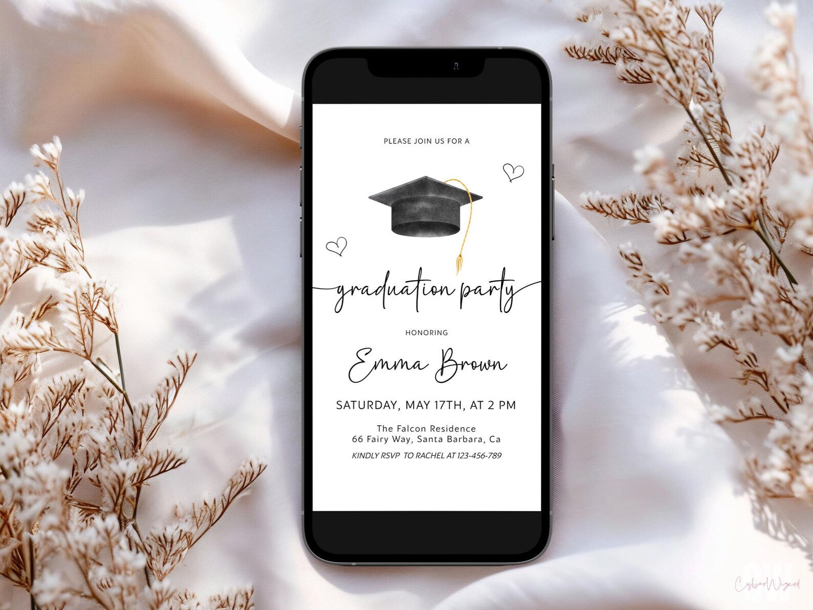 Electronic Graduation Party Invitation Template Grad Mobile Phone Evite ...