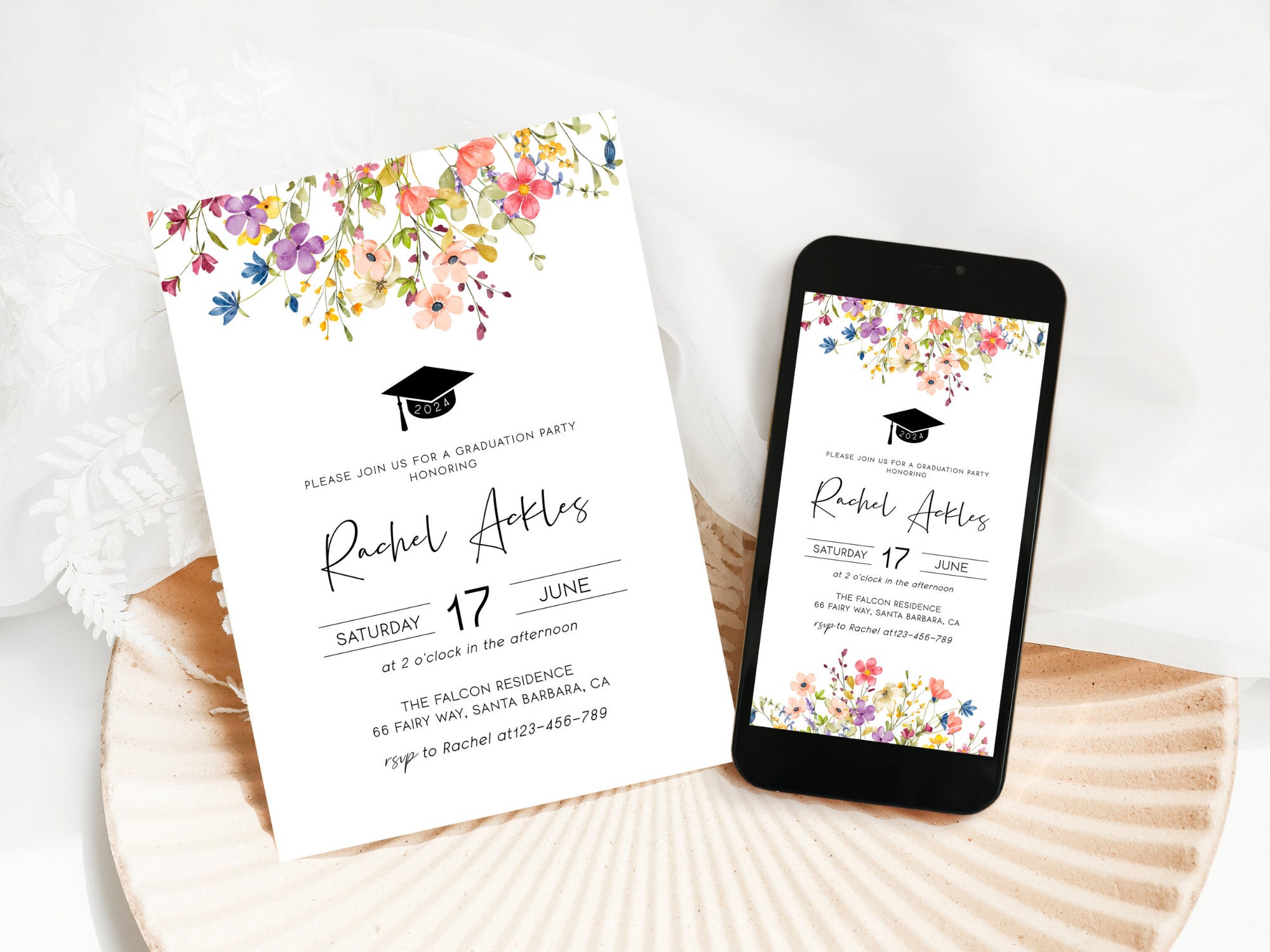 Wildflower Graduation Party Invitation Wildflower Graduation ...