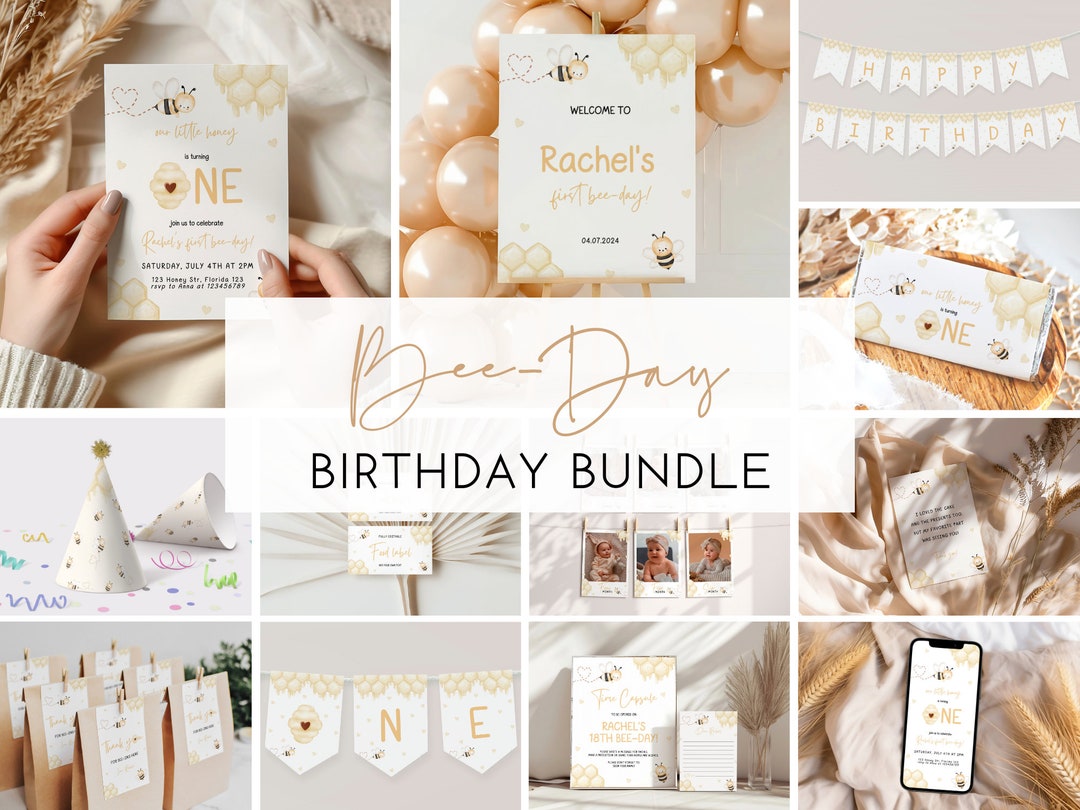 First Bee Day Bundle Honey Bee Birthday Pack First Bee Day Birthday ...
