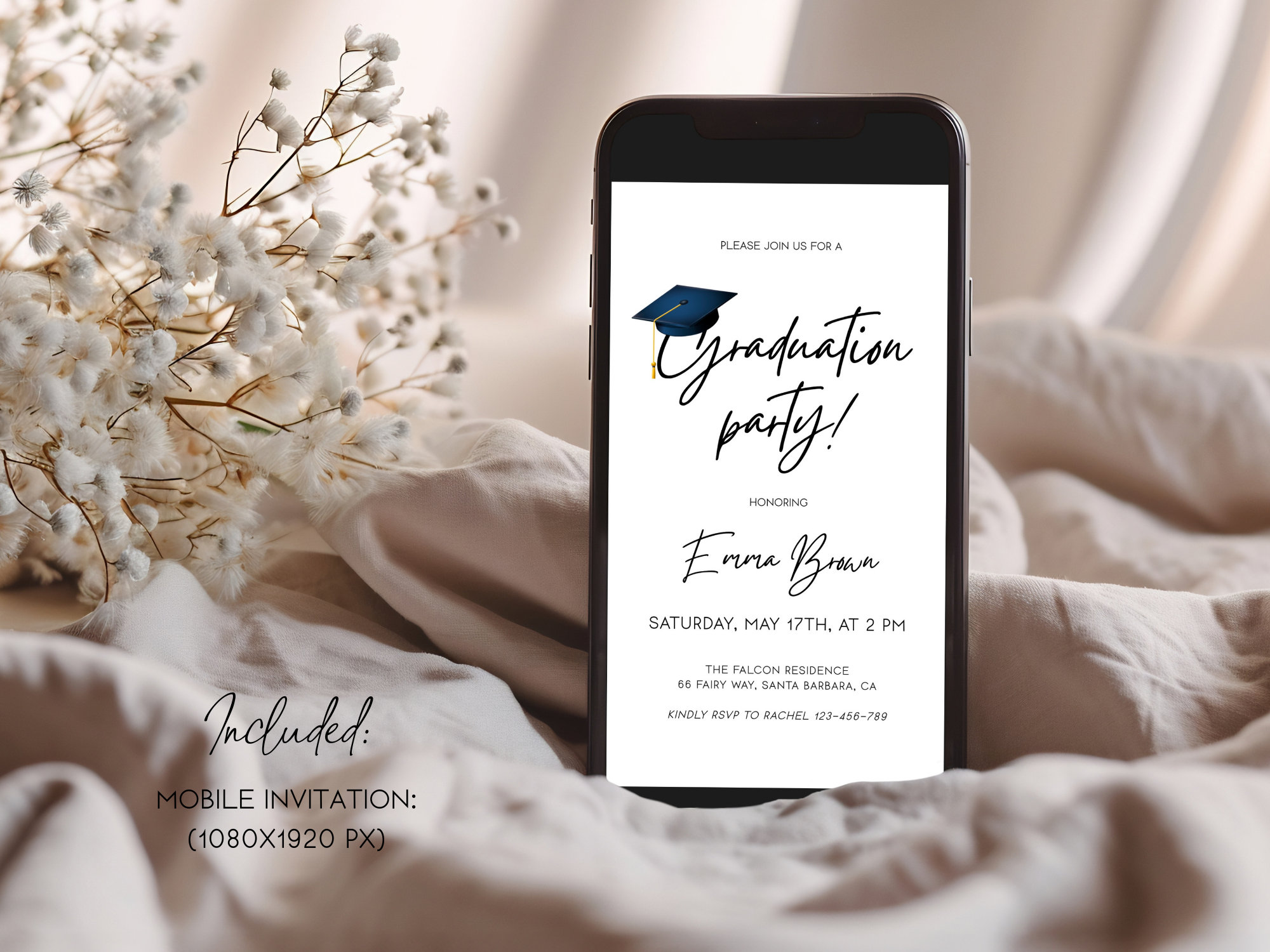 Graduation Party Phone Invitation Template Editable Graduation Text ...