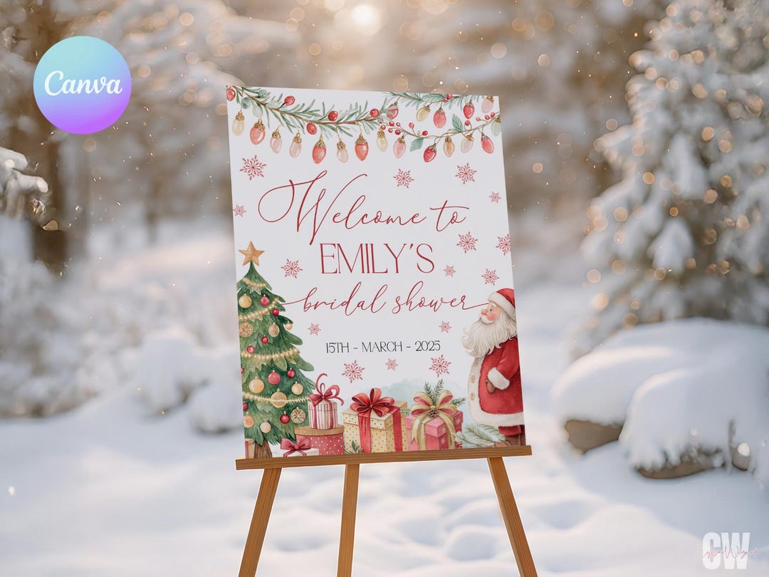 Christmas Bridal Shower Welcome Board – December Holiday Bride (DIY ...
