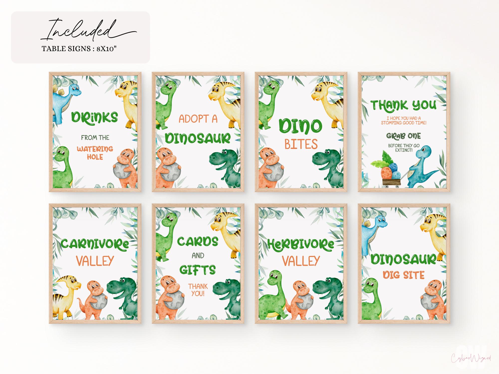 Dinosaur Party Signs Bundle, Dino Birthday Decor (digital Download) - Etsy