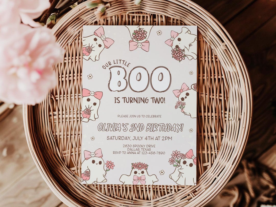 Little Boo Turning Two Invitation, Spooky Two Birthday Invite ...