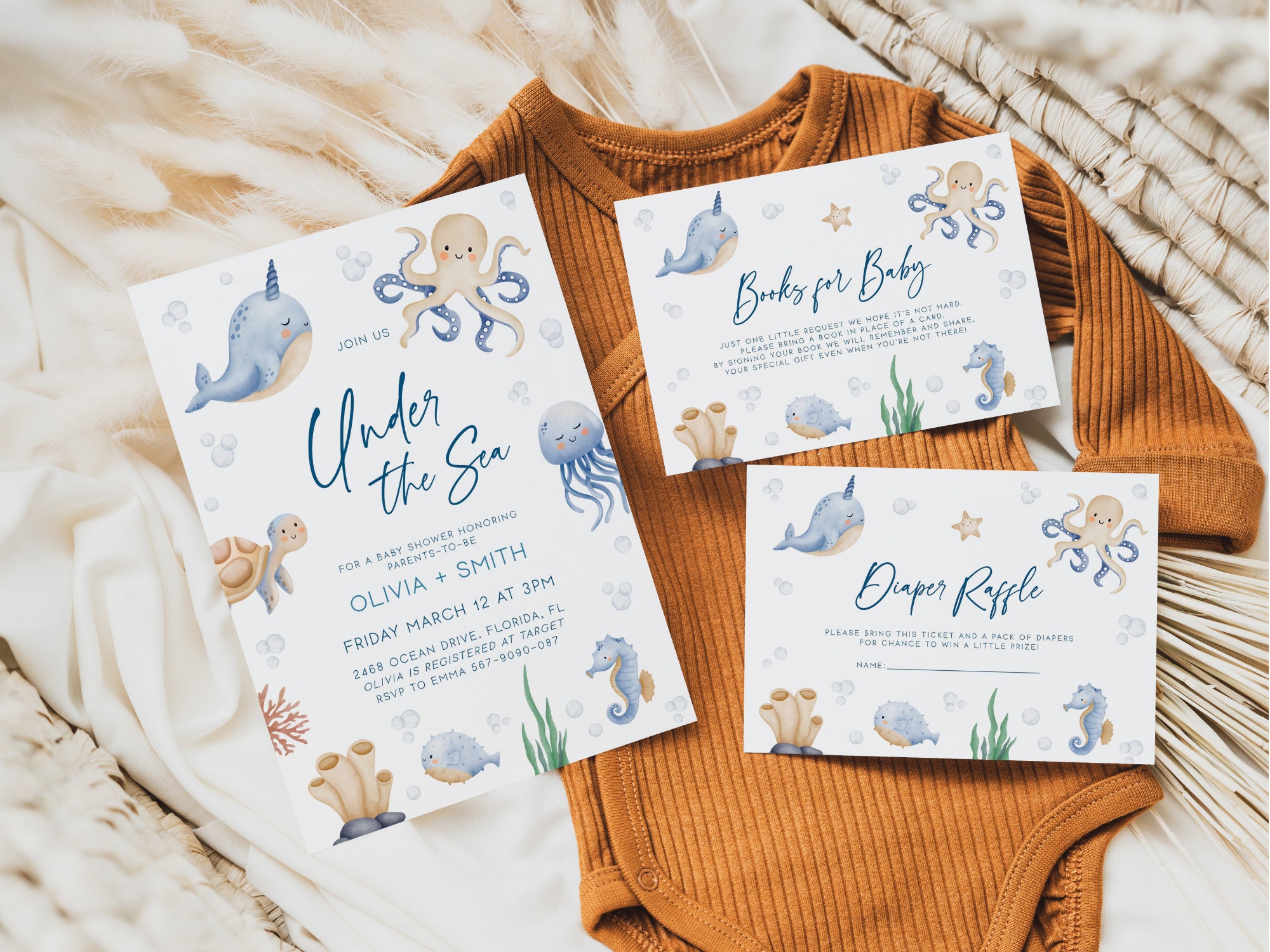 Ocean Baby Shower Bundle Under the Sea Baby Shower Bundle Editable ...