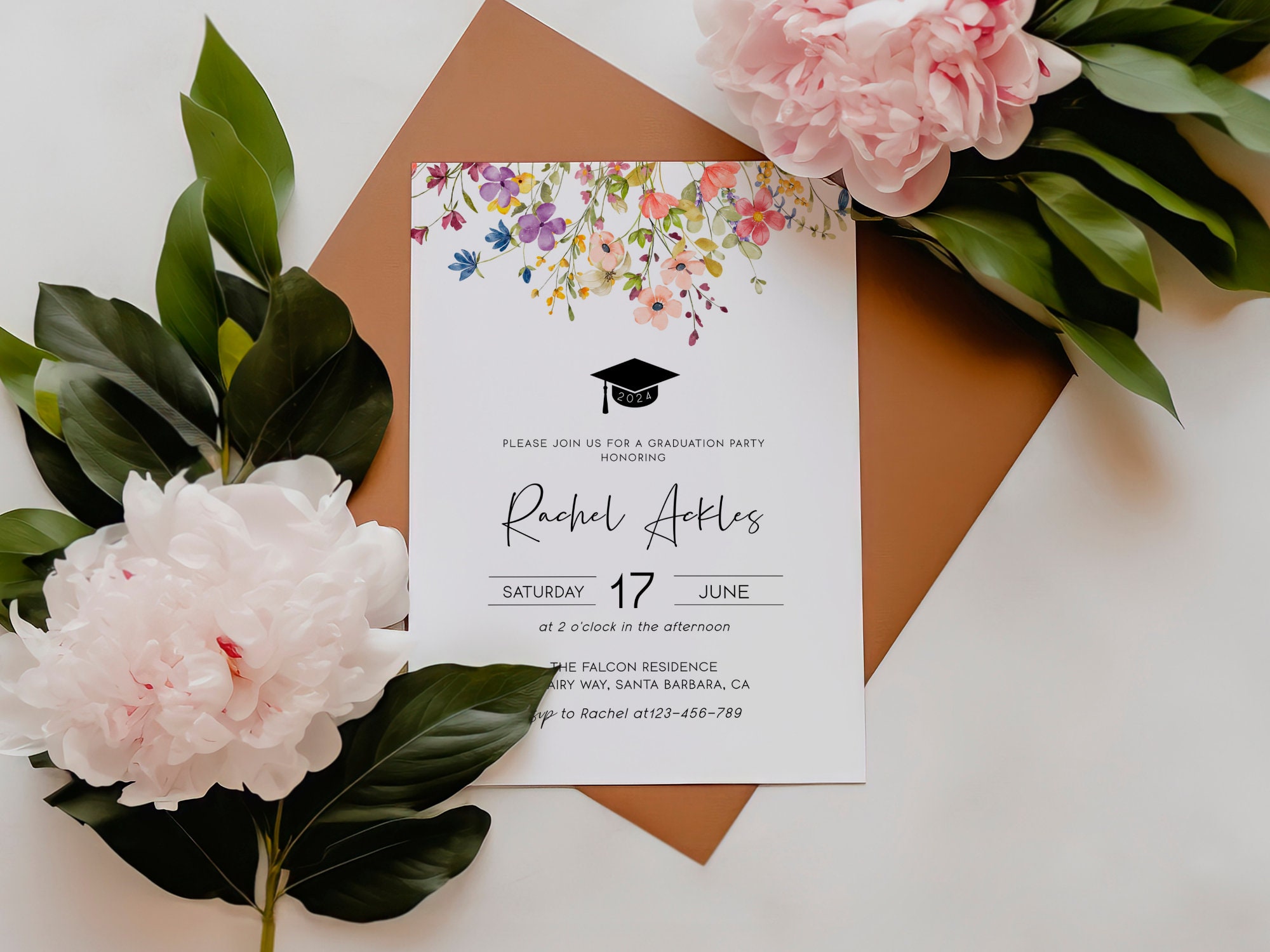 Wildflower Graduation Party Invitation Wildflower Graduation ...