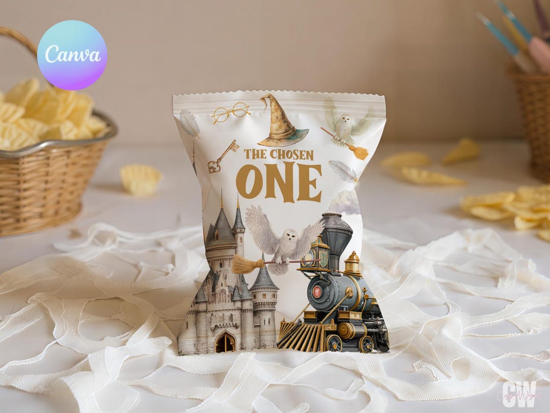 The Chosen One 1st Birthday Party Chips Bag, School of Magic Design ...