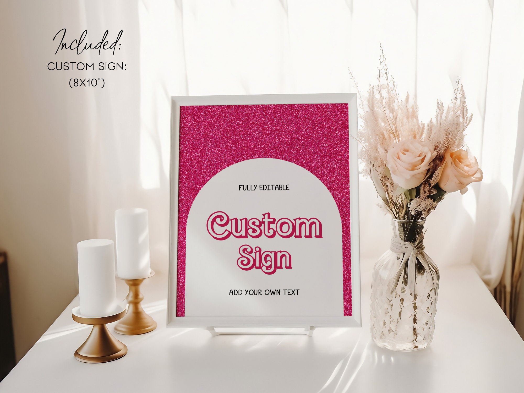 Hot Pink Doll Party Custom Sign Template Doll Birthday Party Sign Doll ...