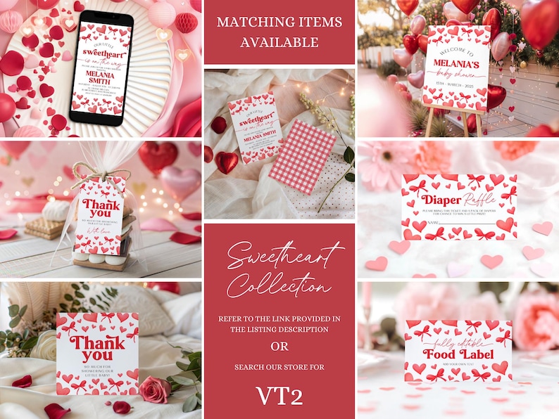 Little Sweetheart Baby Shower Invitation Suite – Valentine Pink Bow ...