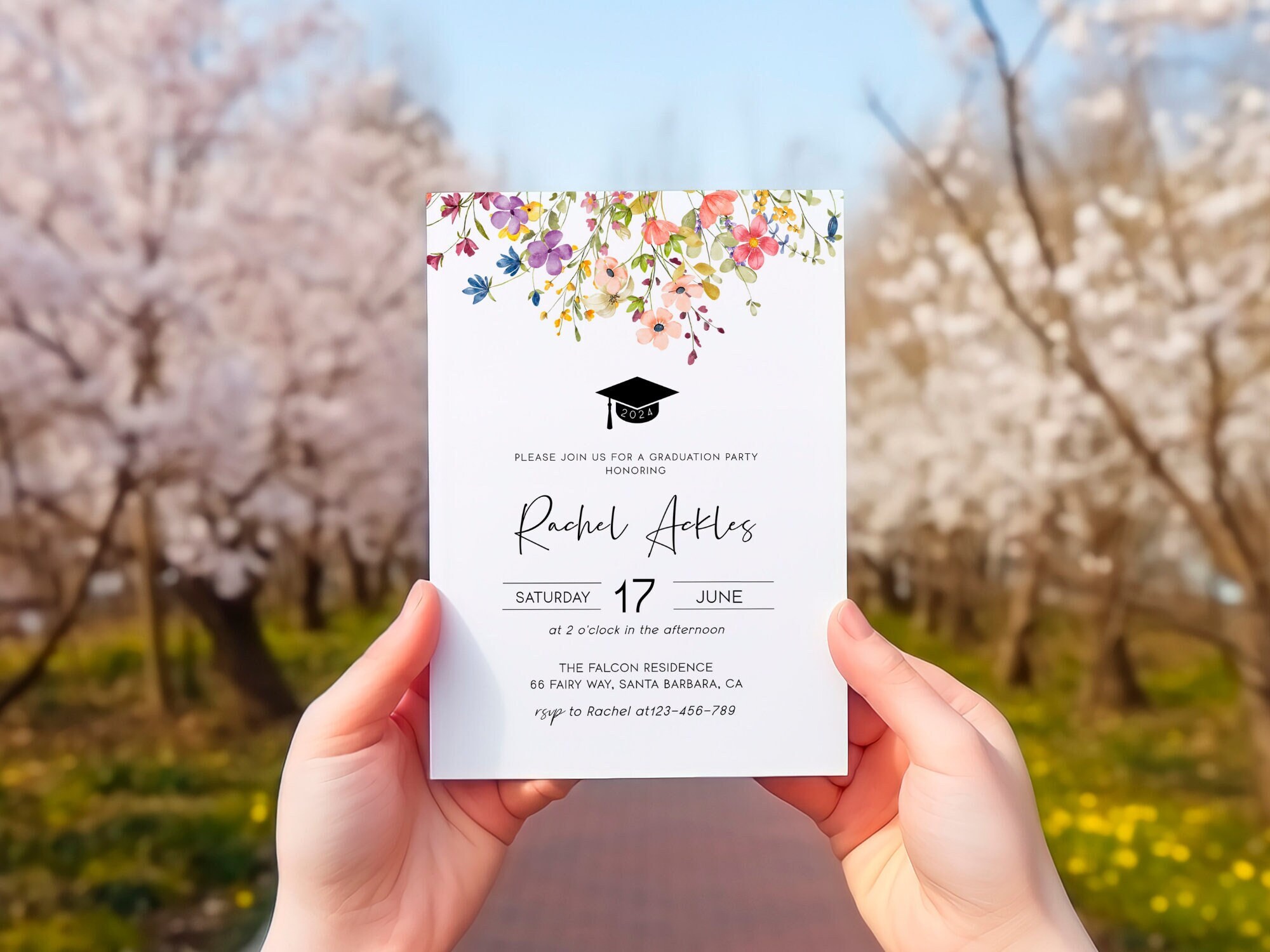 Wildflower Graduation Party Invitation Wildflower Graduation ...