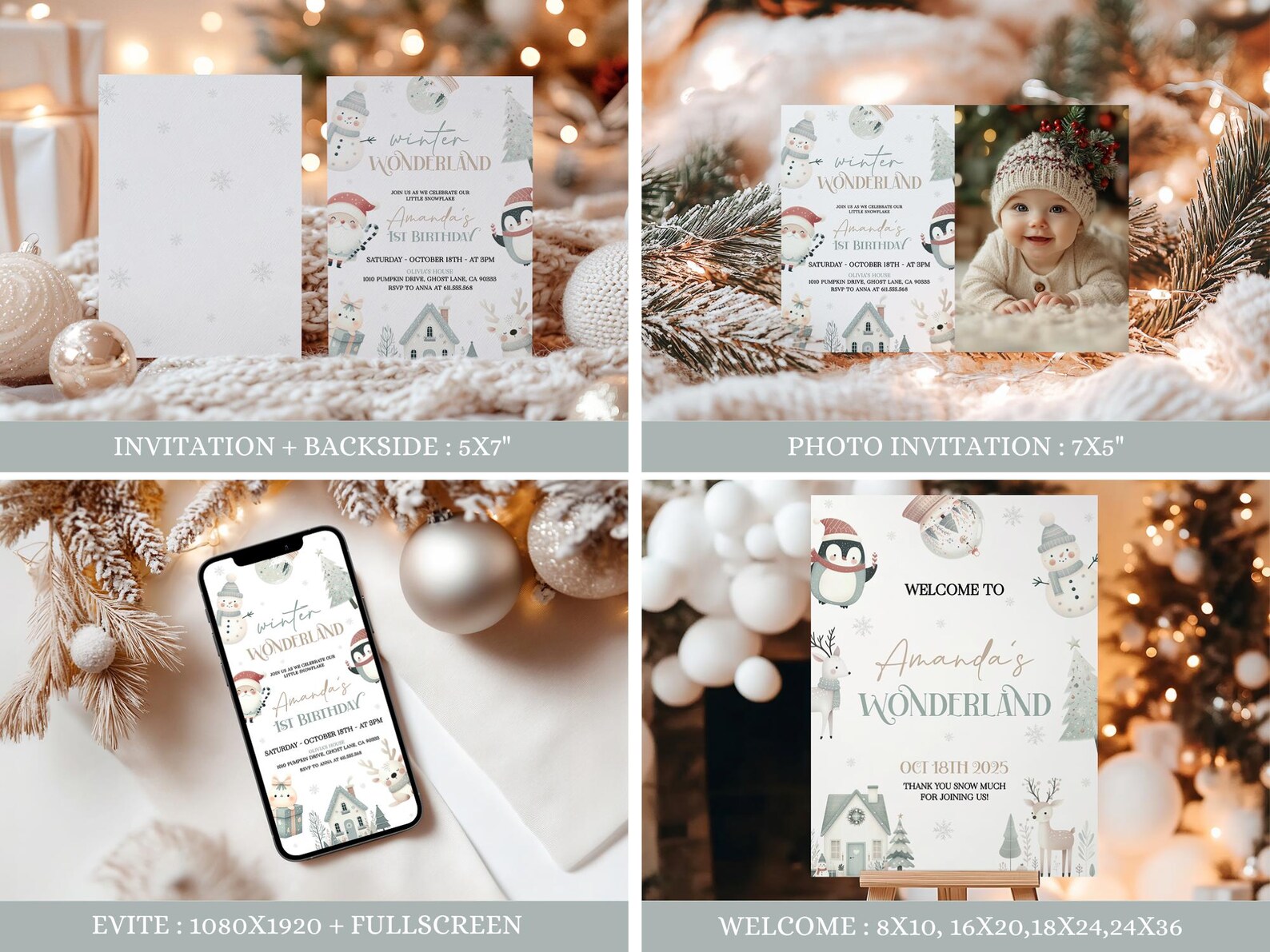 Winter Wonderland 1st Birthday Bundle, Winter Woodland First Birthday ...