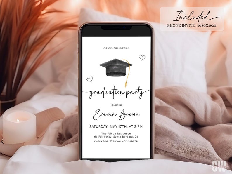 Electronic Graduation Party Invitation Template Grad Mobile Phone Evite ...