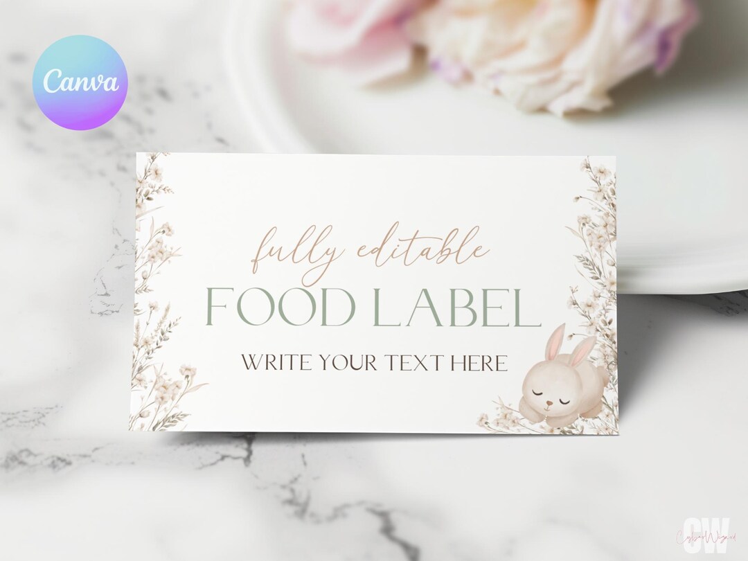 Somebunny Birthday Food Label, Bunny 1st Birthday Buffet Card Template ...