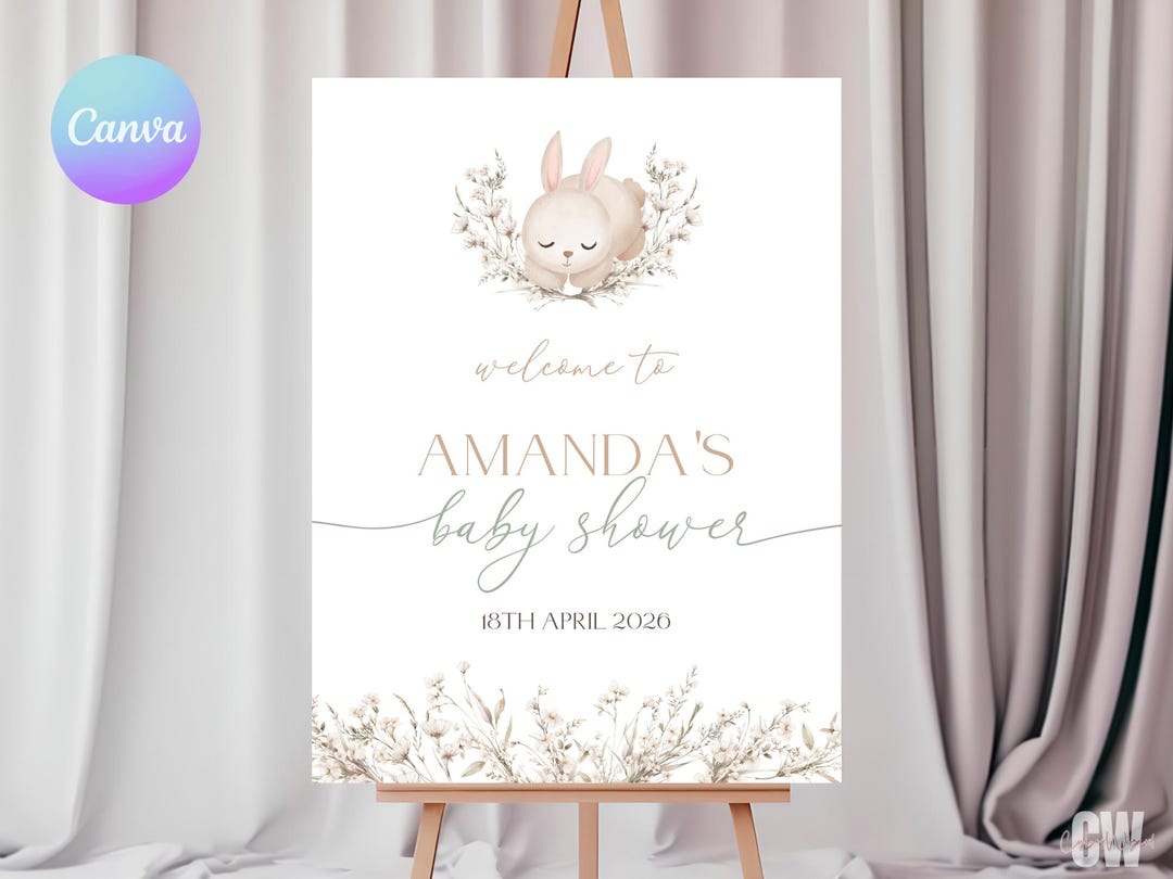 Somebunny Baby Shower Welcome Sign, Floral Bunny Baby Shower Welcome ...