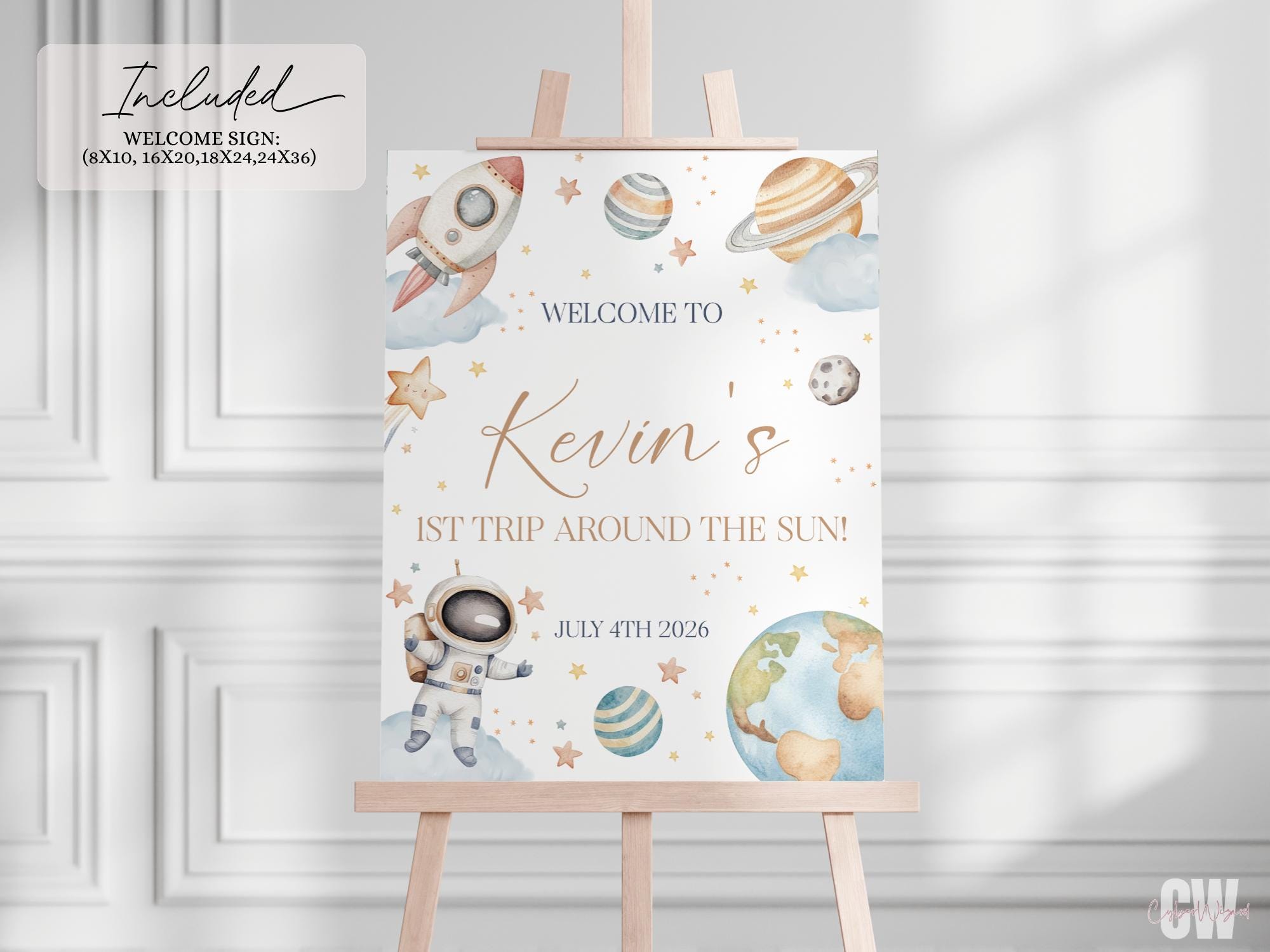 Space Birthday Welcome Sign, Astronaut 1st Birthday Welcome Poster ...