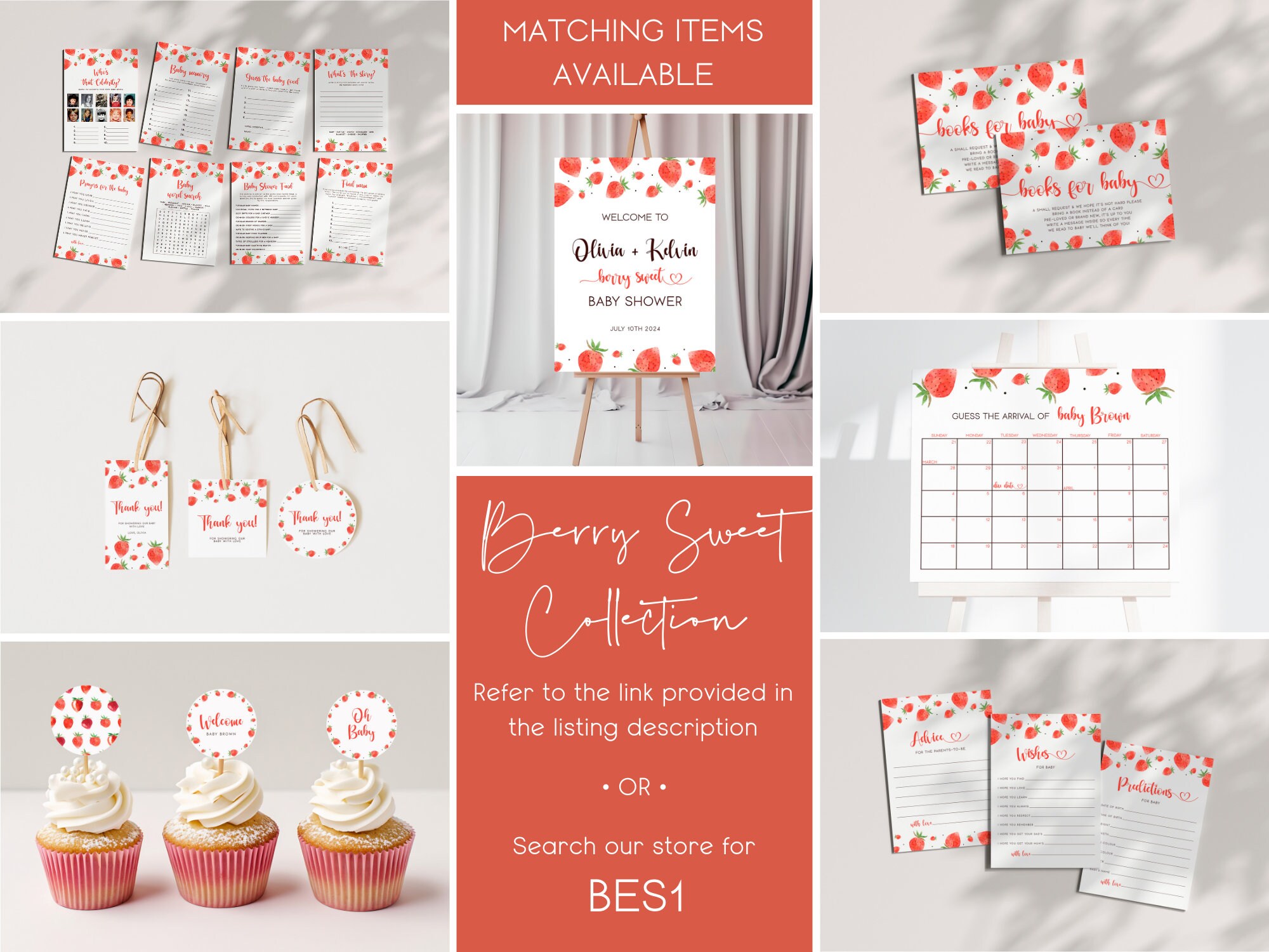 Editable Strawberry Baby Shower Games Bundle A Berry Sweet Baby Shower ...