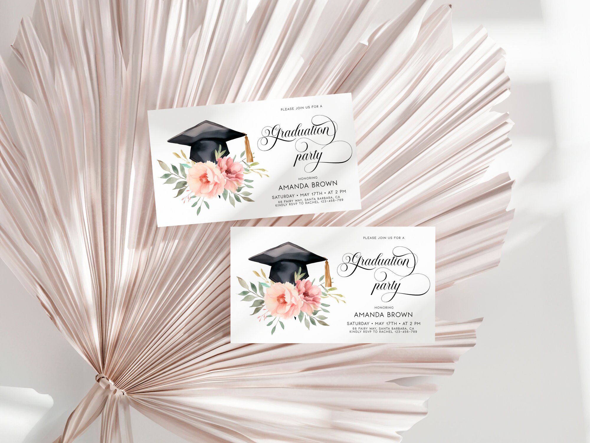 Boho Graduation Party Details Card Mini Graduation Invites 5x3.5 ...