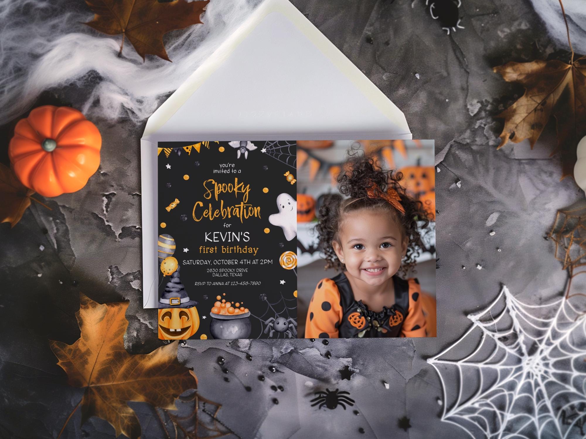 Halloween Spooky One Photo Invitation, A Little Boo Halloween Spooky ...