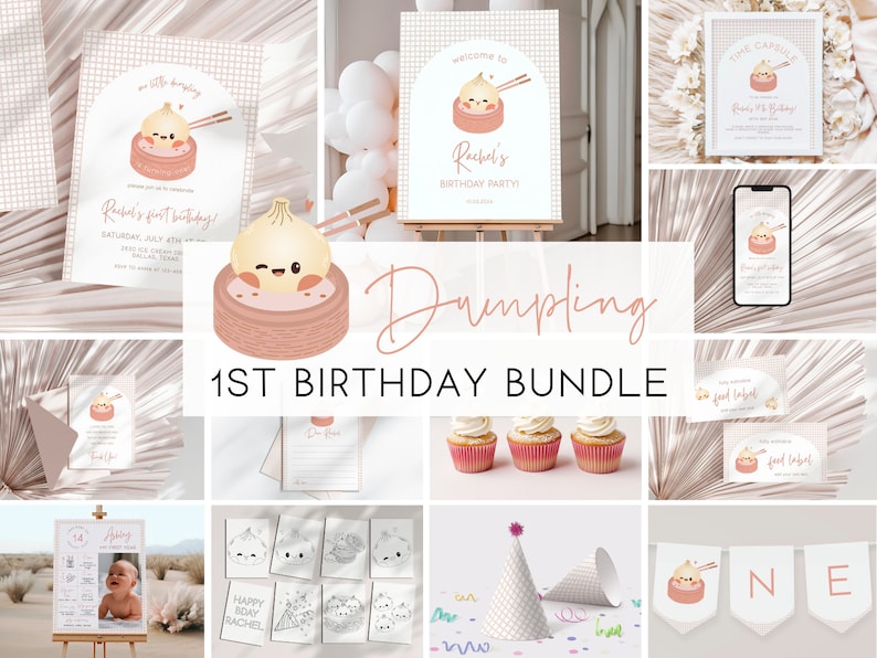 Dumpling Birthday Invitation Bundle Dim Sum Birthday Bundle Little ...