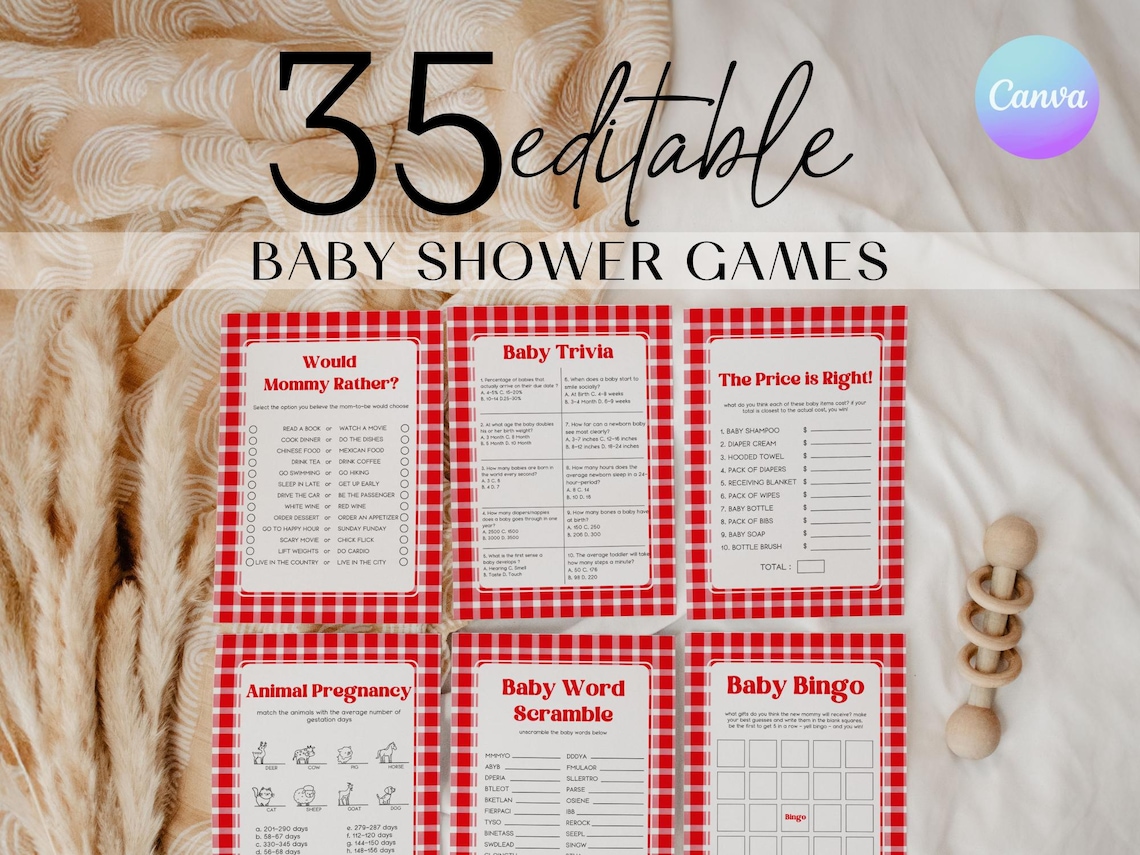 Baby-q Baby Shower Game Bundle, Editable Backyard Games (digital ...