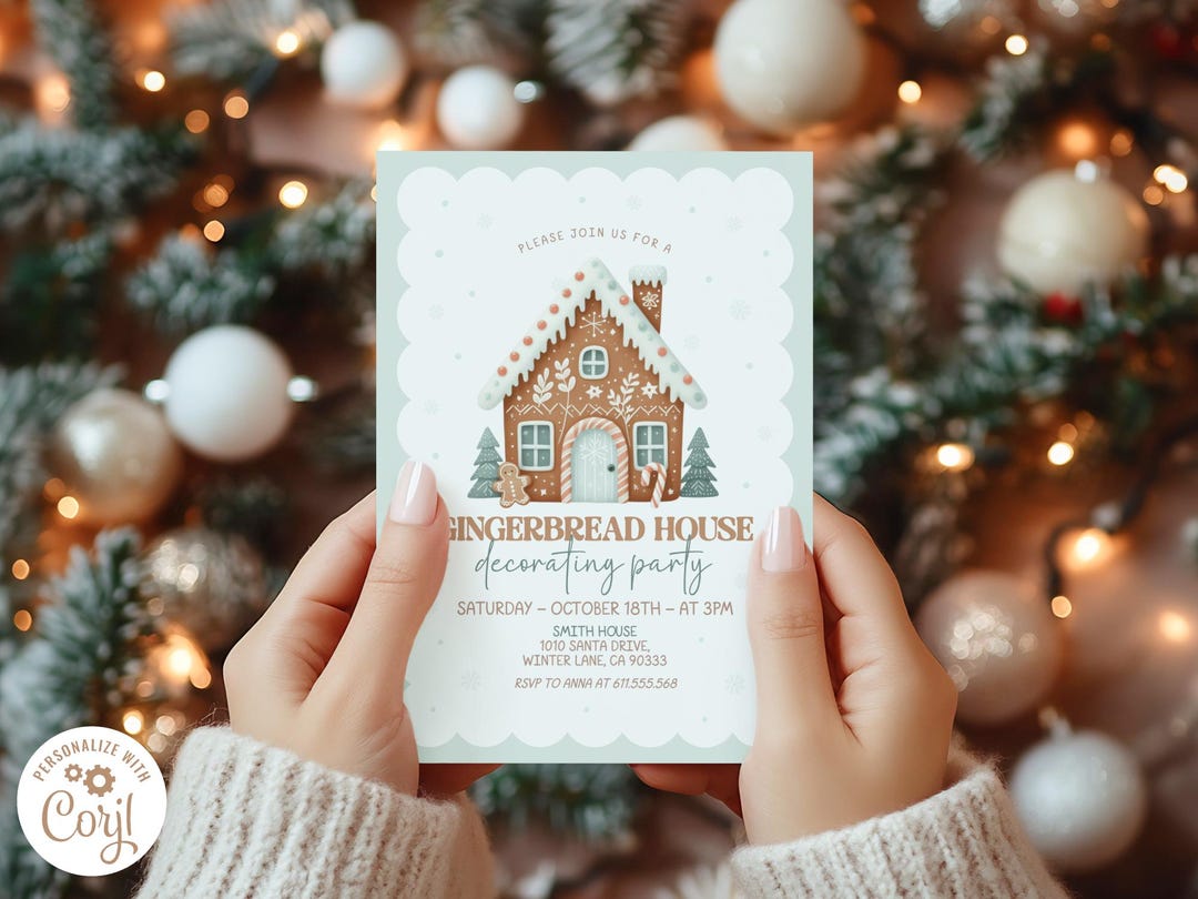 Holiday Gingerbread Party Invite, Family Gingerbread Decorating Invite ...