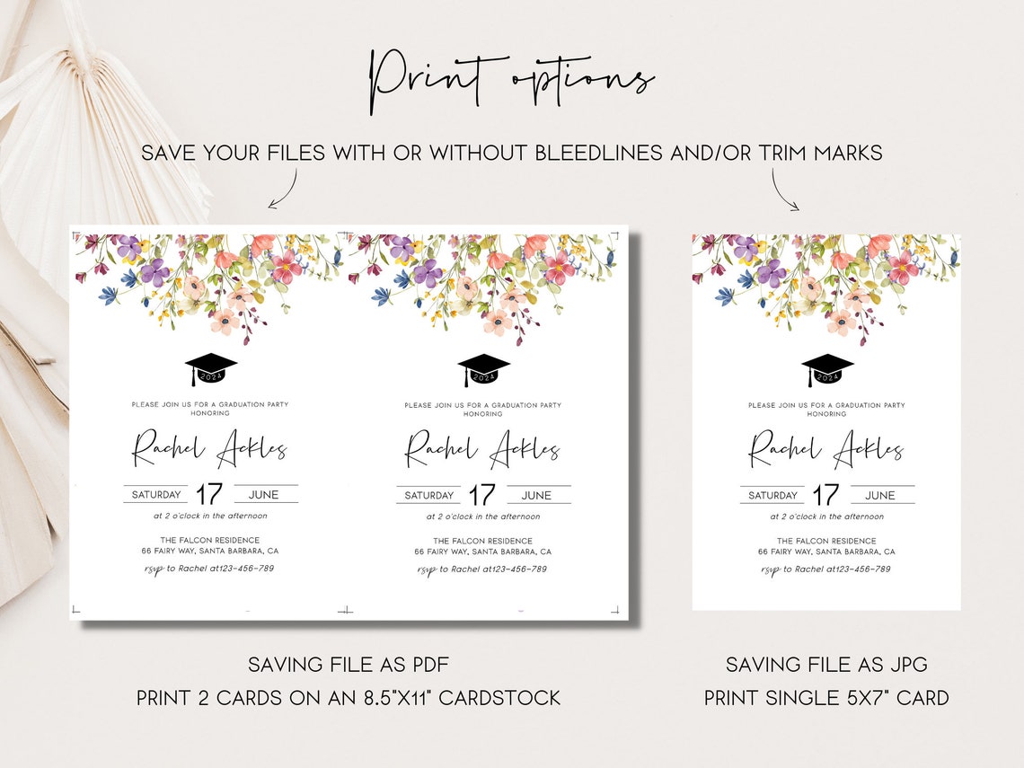 Wildflower Graduation Party Invitation Wildflower Graduation ...