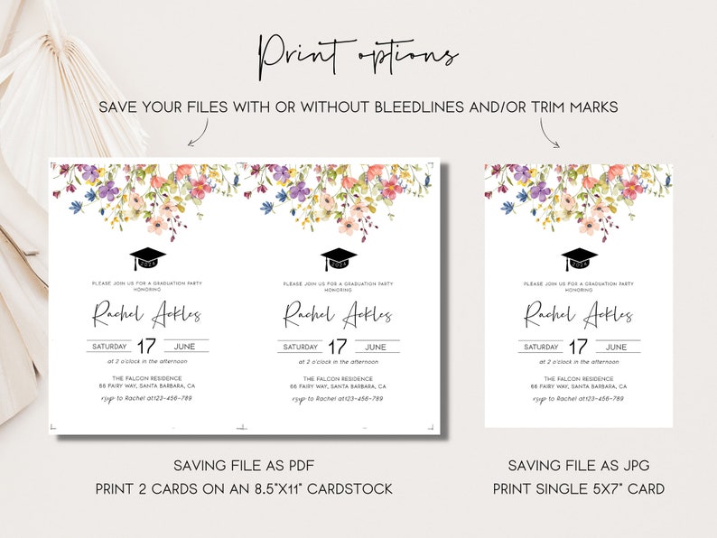 Wildflower Graduation Party Invitation Wildflower Graduation ...