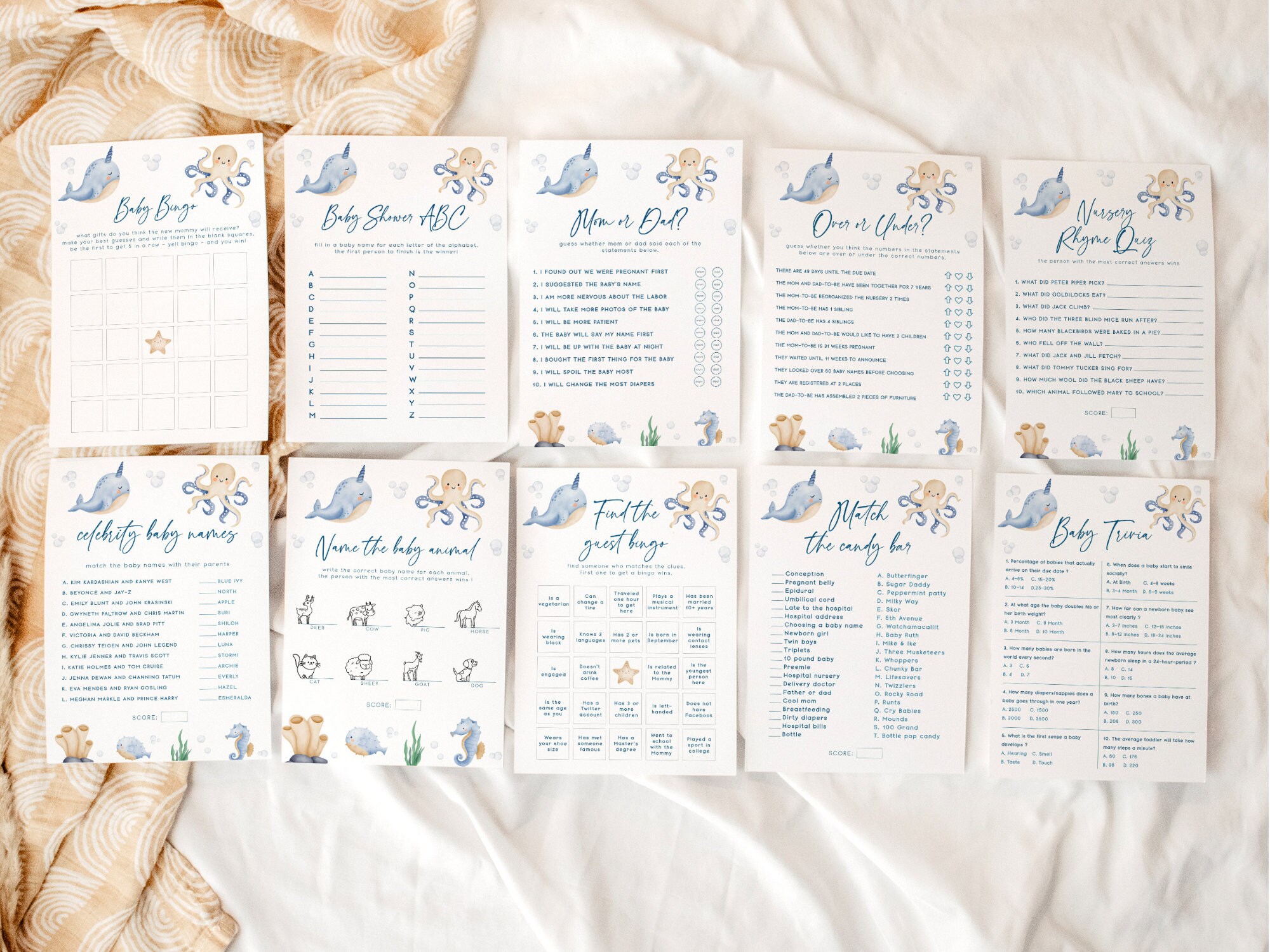 Ocean Baby Shower Bundle Under the Sea Baby Shower Bundle Editable ...