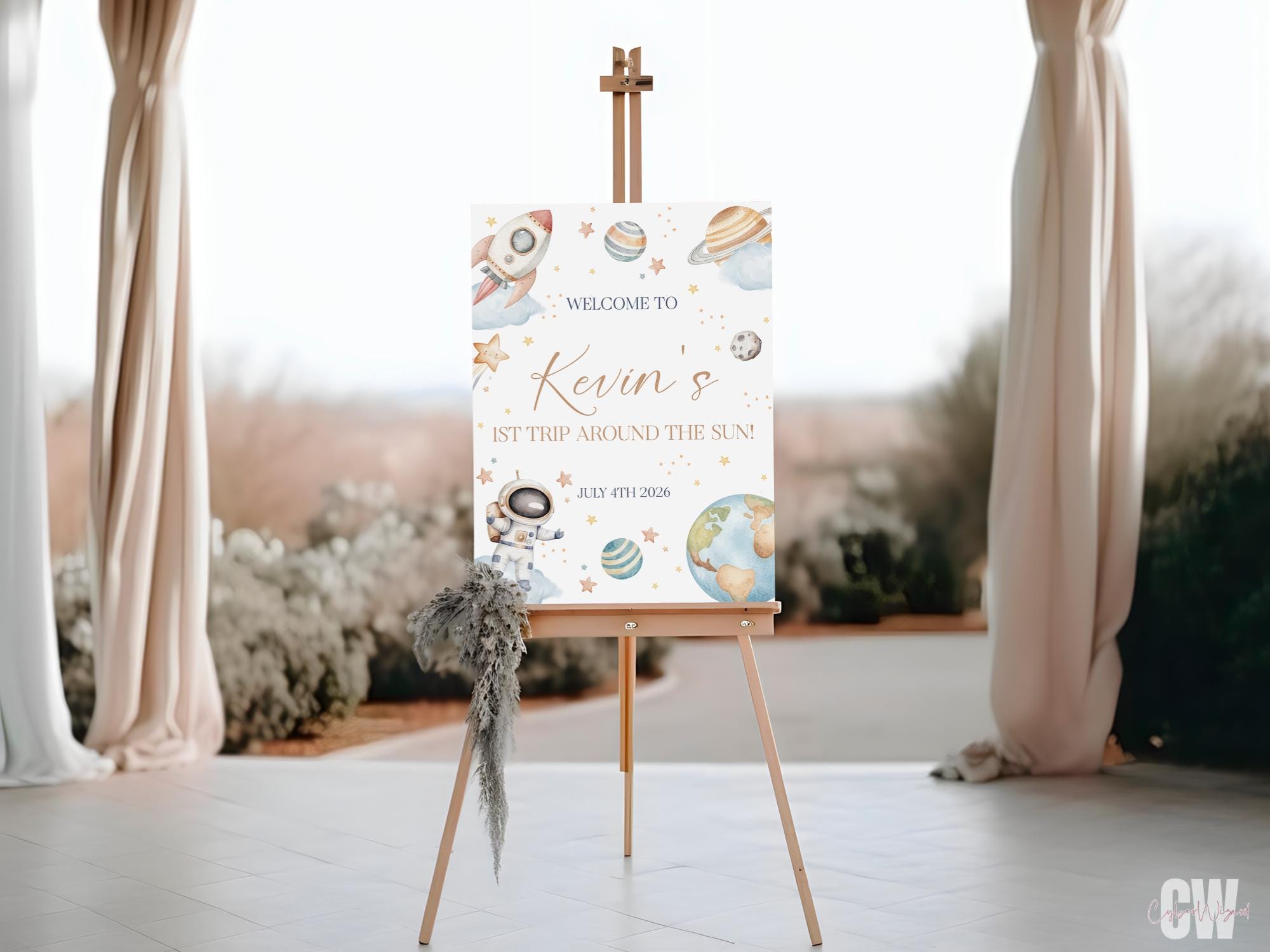 Space Birthday Welcome Sign, Astronaut 1st Birthday Welcome Poster ...