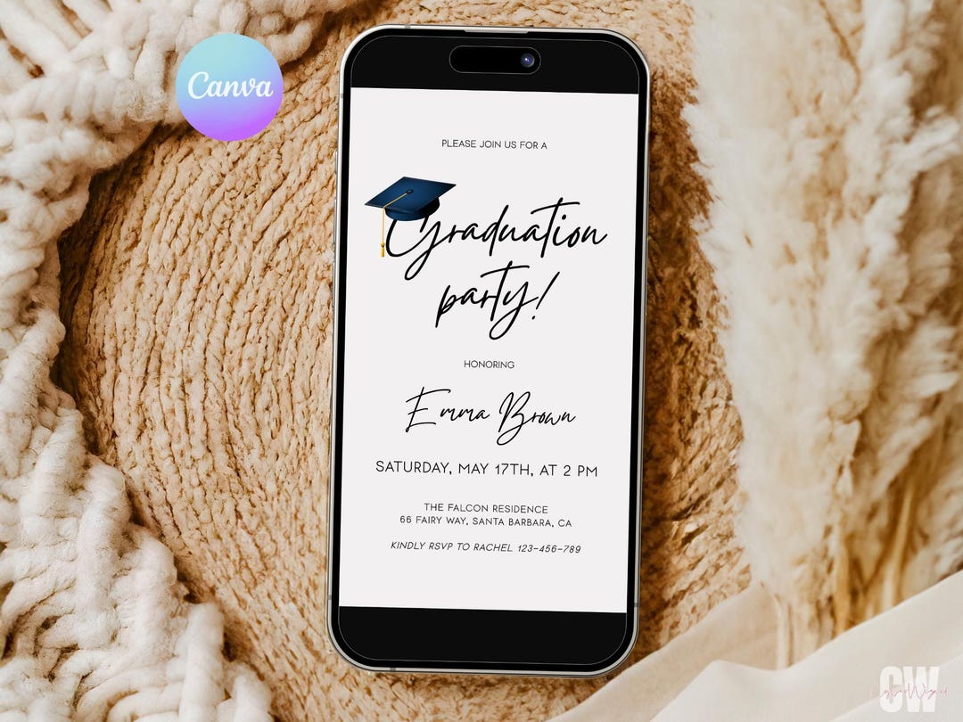 Graduation Party Phone Invitation Template Editable Graduation Text ...