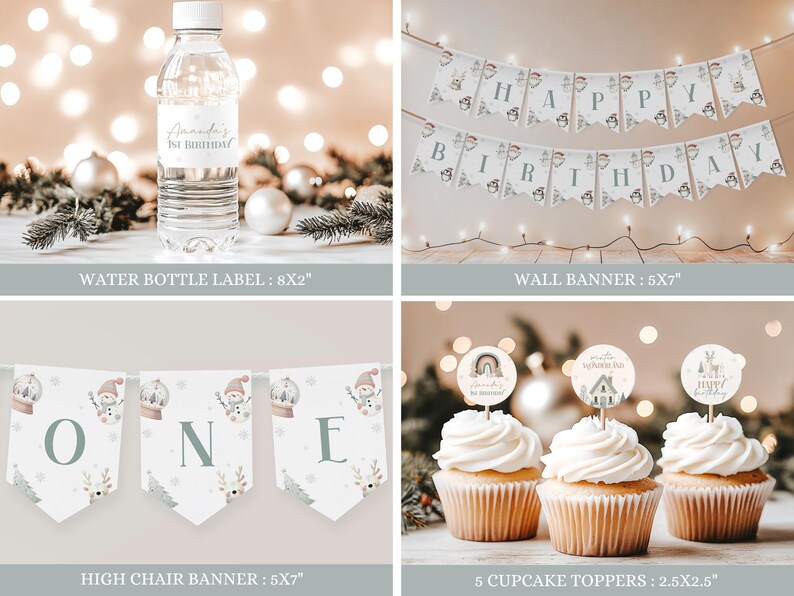 Winter Wonderland 1st Birthday Bundle, Winter Woodland First Birthday ...