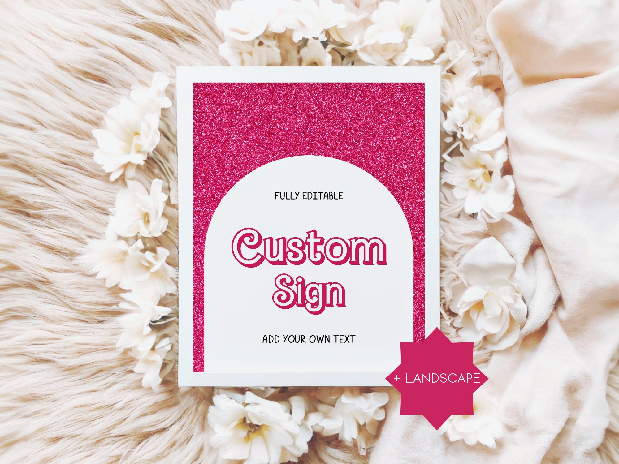 Hot Pink Doll Party Custom Sign Template Doll Birthday Party Sign Doll ...