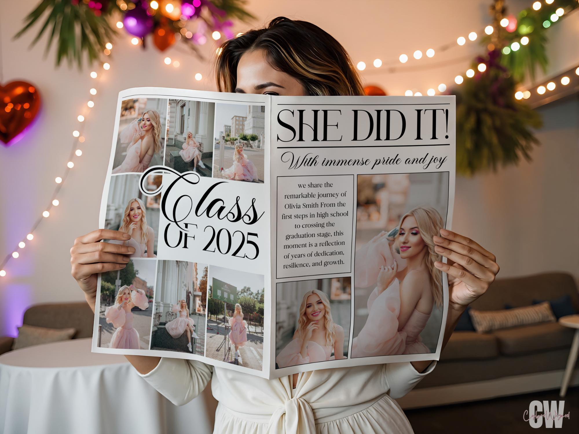 Graduation Newspaper Template, College Graduation Announcement ...