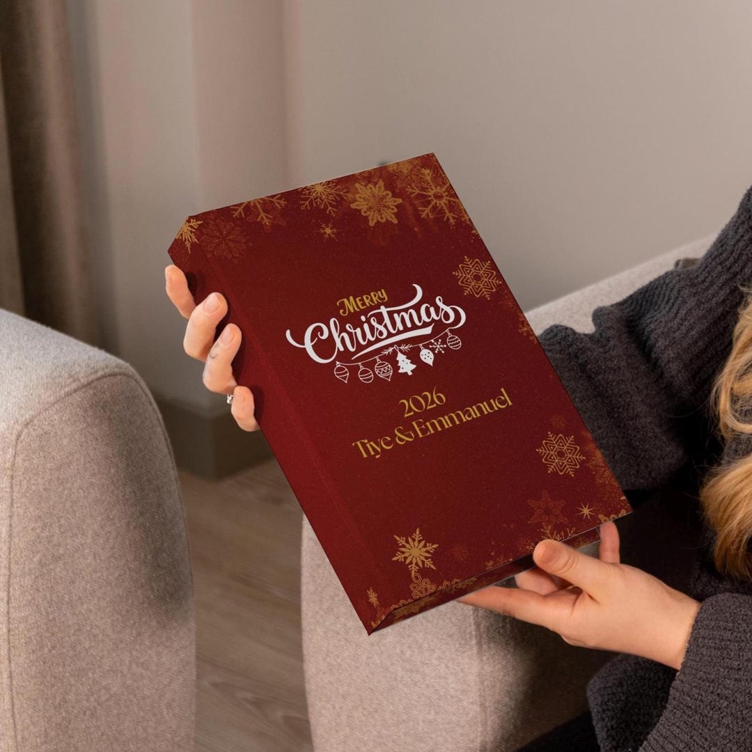 Personalized Red - Gold Christmas Book Box : MDF & Hard Cardboard Faux ...