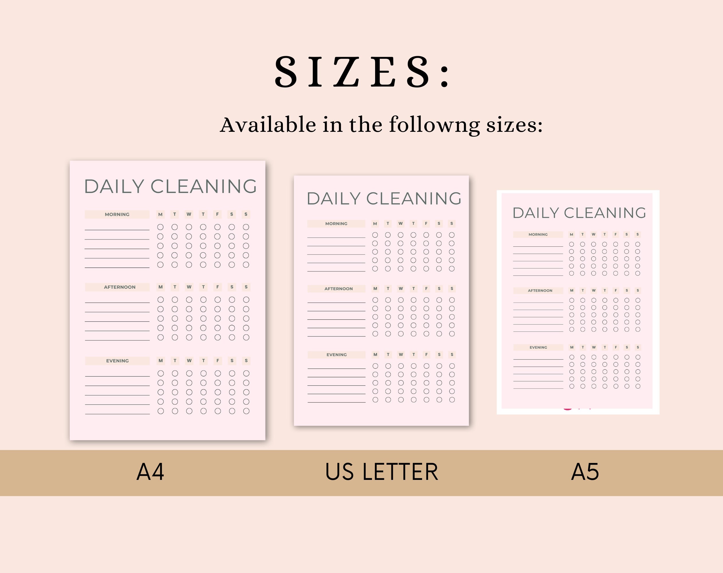 House Cleaning Checklist Living Room, Kitchen, Bedroom, Daily Cleaning ...