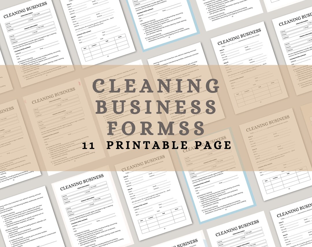 Cleaning Business Forms Bundle, Printable Cleaning Contract, Cleaning ...