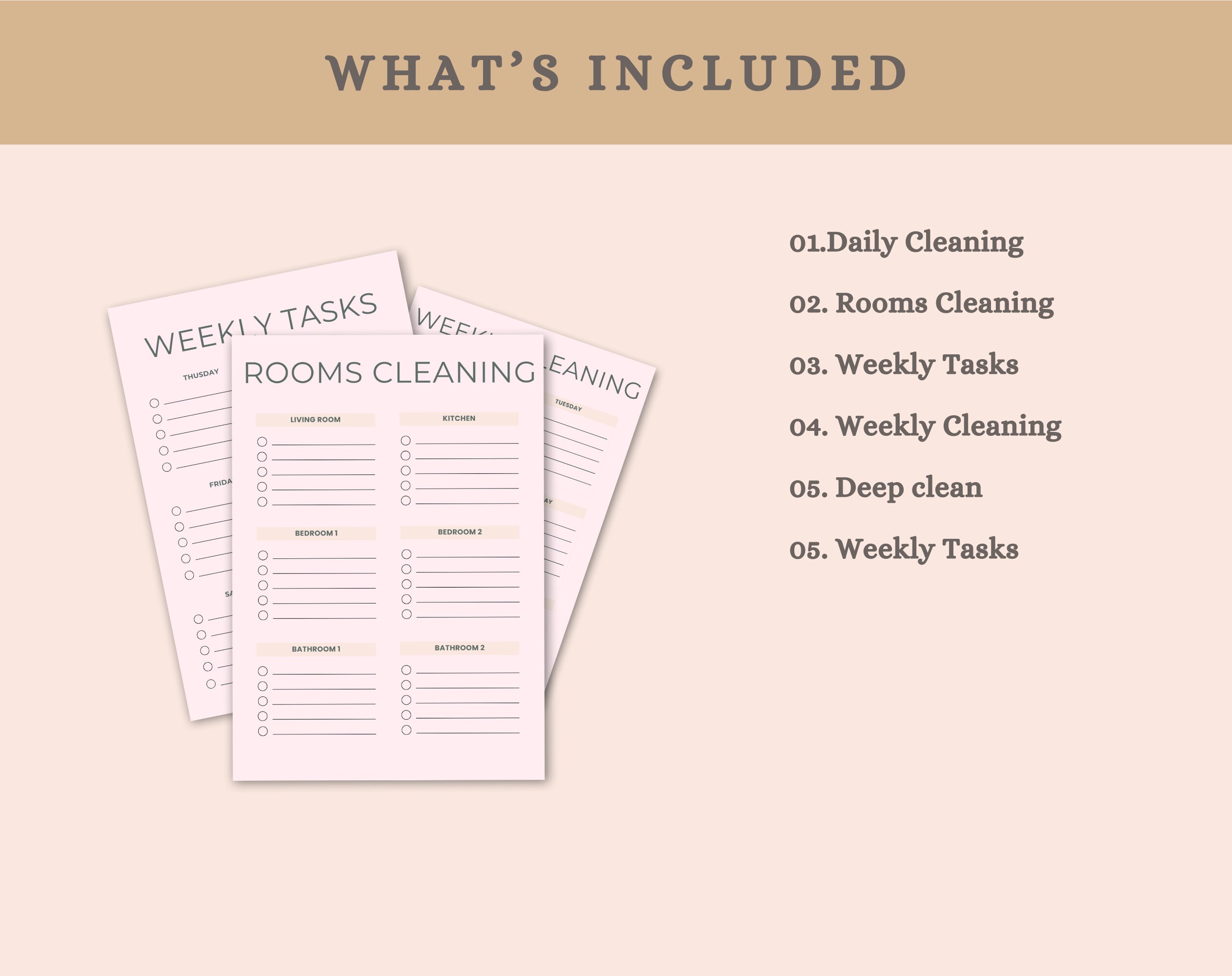 House Cleaning Checklist Living Room, Kitchen, Bedroom, Daily Cleaning ...