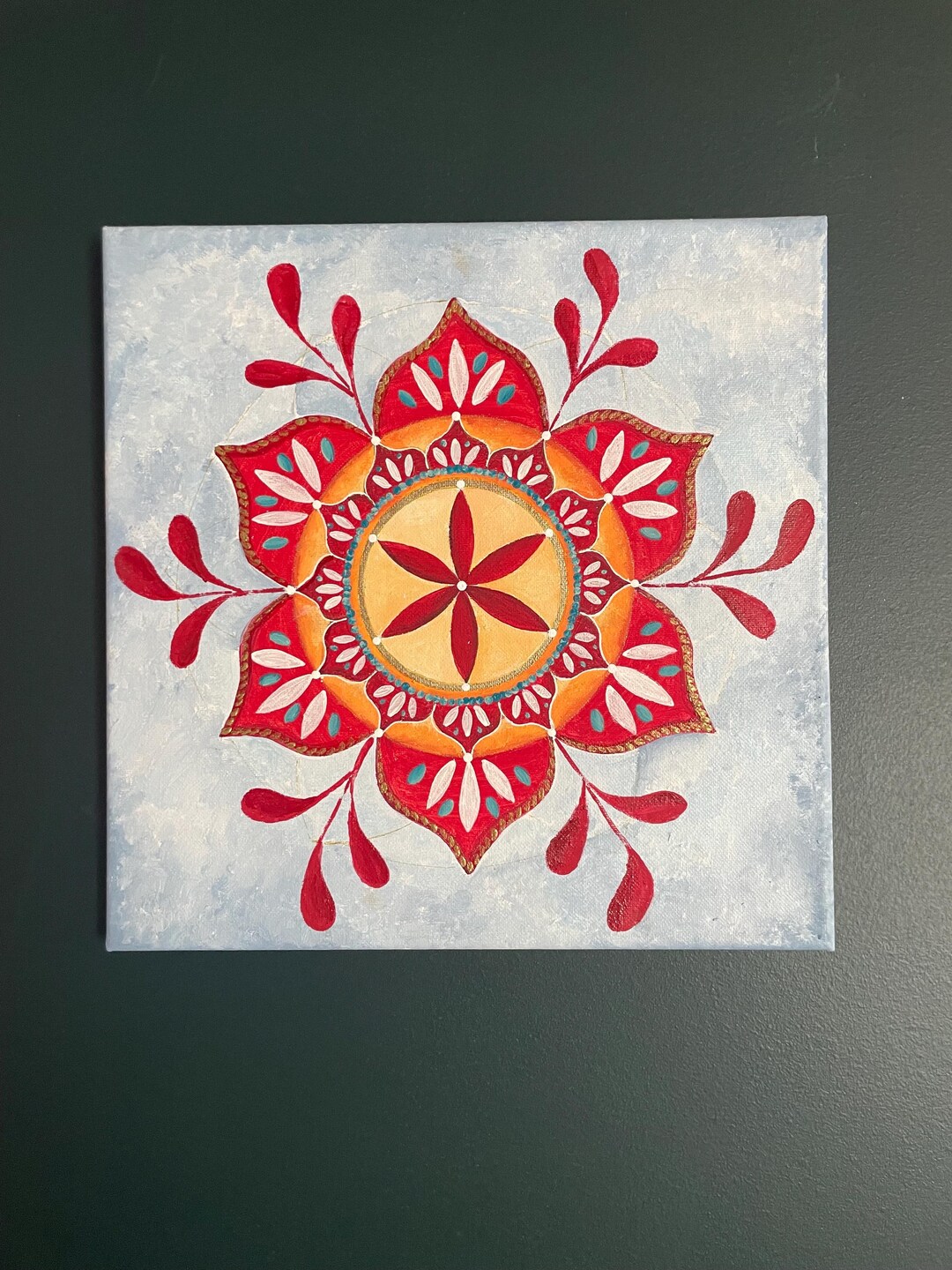Hand Painted Red Mandala for Calm Ecclectic Meditative Space - Etsy