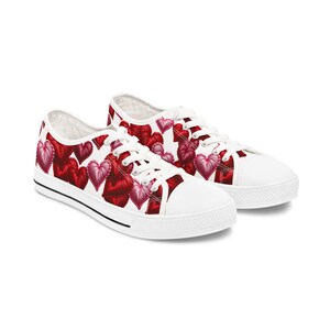 Embroidered 3D Hearts Women's Sneakers, Low Top Trainers, Love Heart ...
