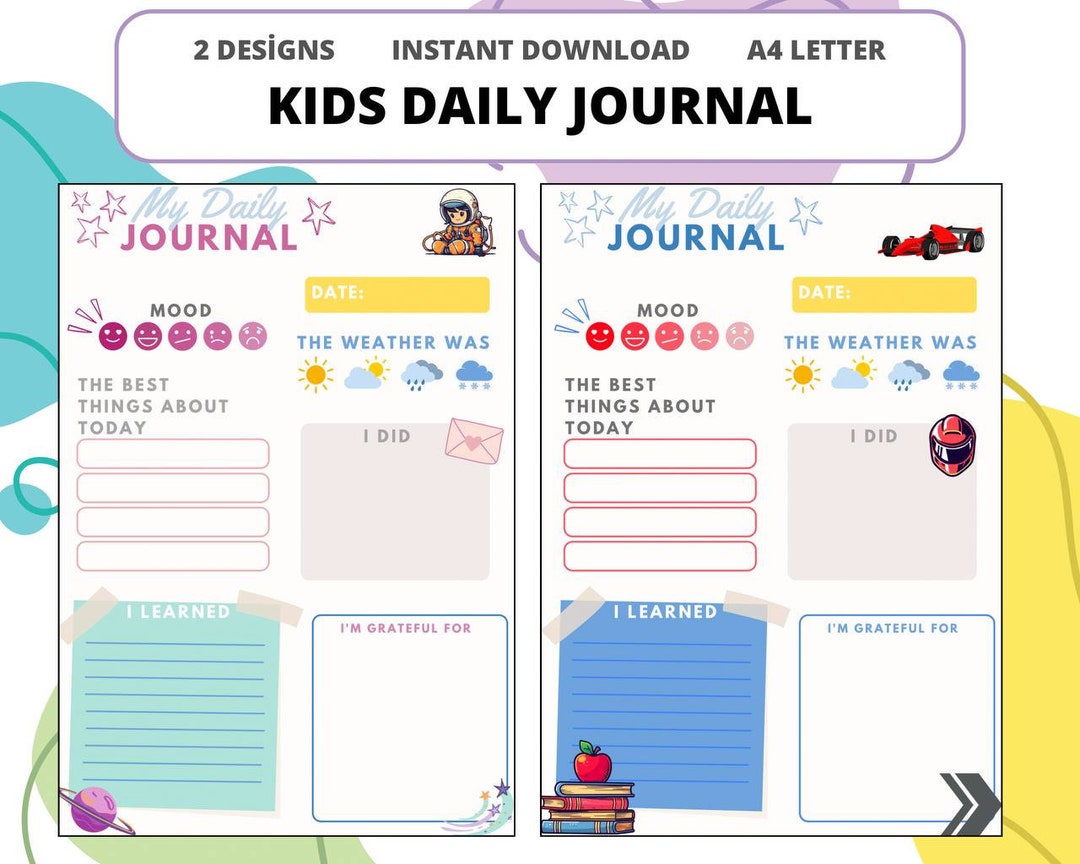DIY Kids Journal Pages, Printable PDF Diary for Children, Interactive ...
