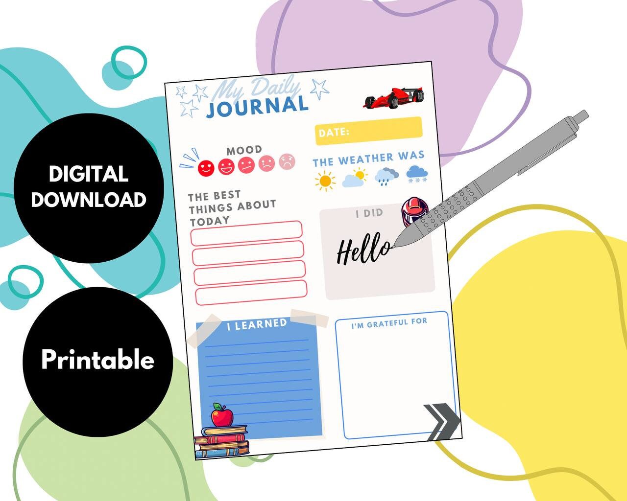 DIY Kids Journal Pages, Printable PDF Diary for Children, Interactive ...