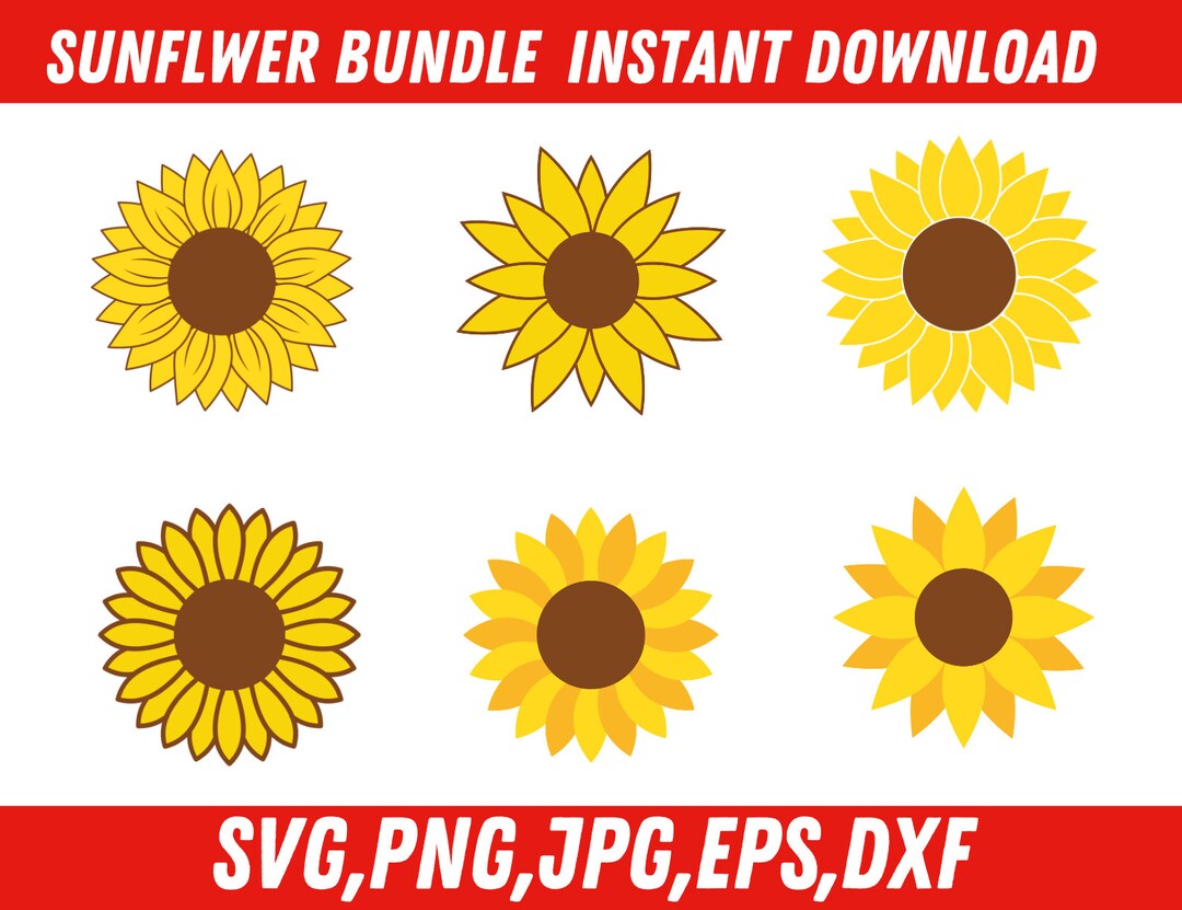 Sunflower Svg Bundle, Sun Flower Cut Files, Sunflower Silhouette ...