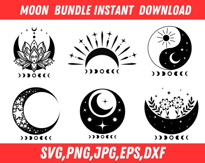 MOON SVG, Moon Vector, Moon Silhouette, Moon Stencil, MOON Pattern ...