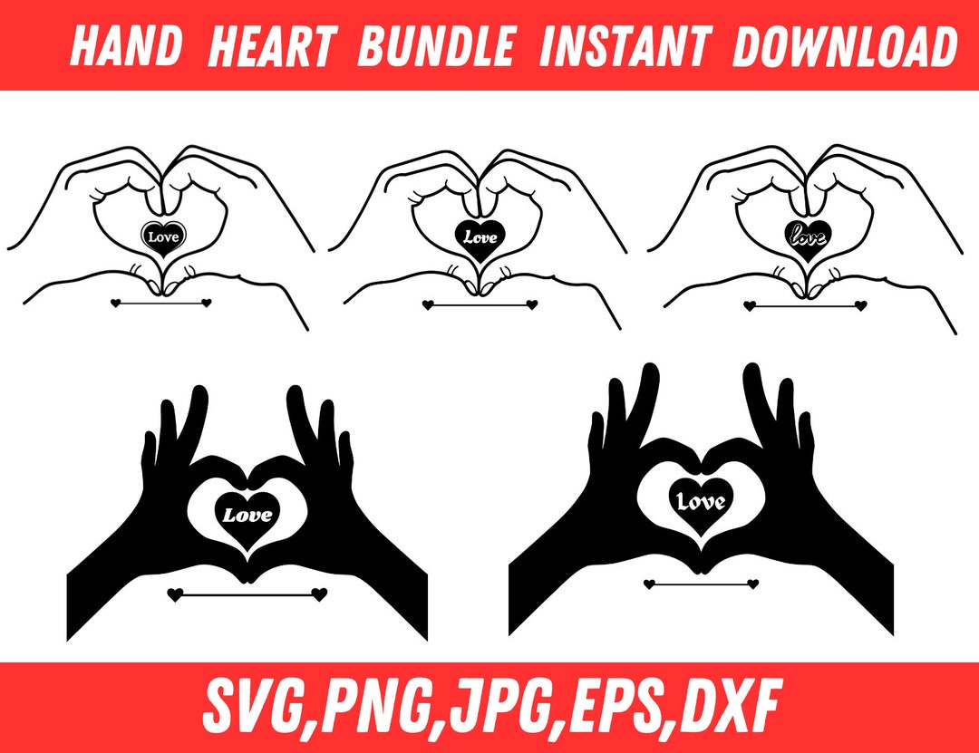 Heart and Hand Svg, Love Hands Cut File, Heart Hands Cut File, Heart ...