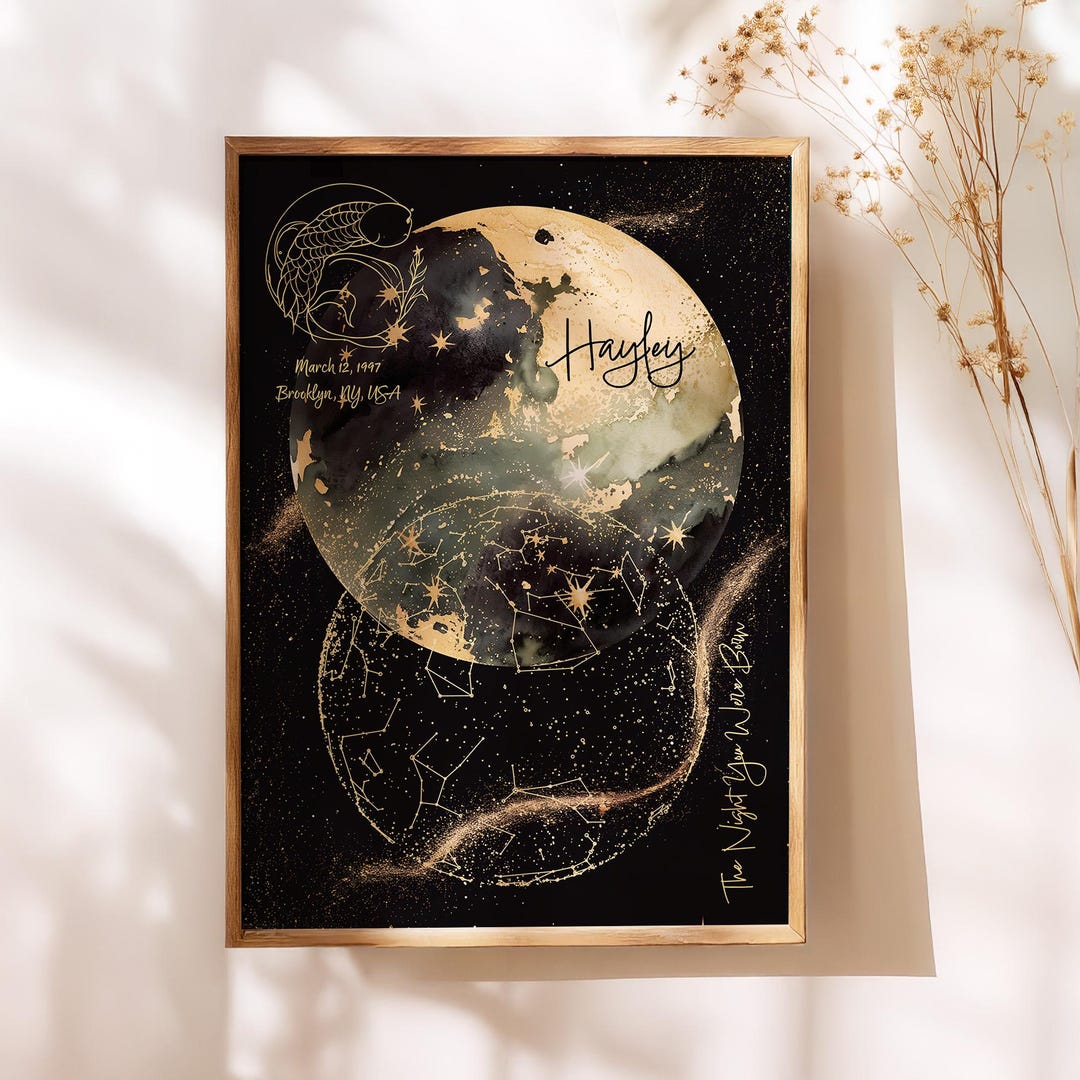 Custom Star Map Print: Personalized Zodiac Astrology Gift (digital ...