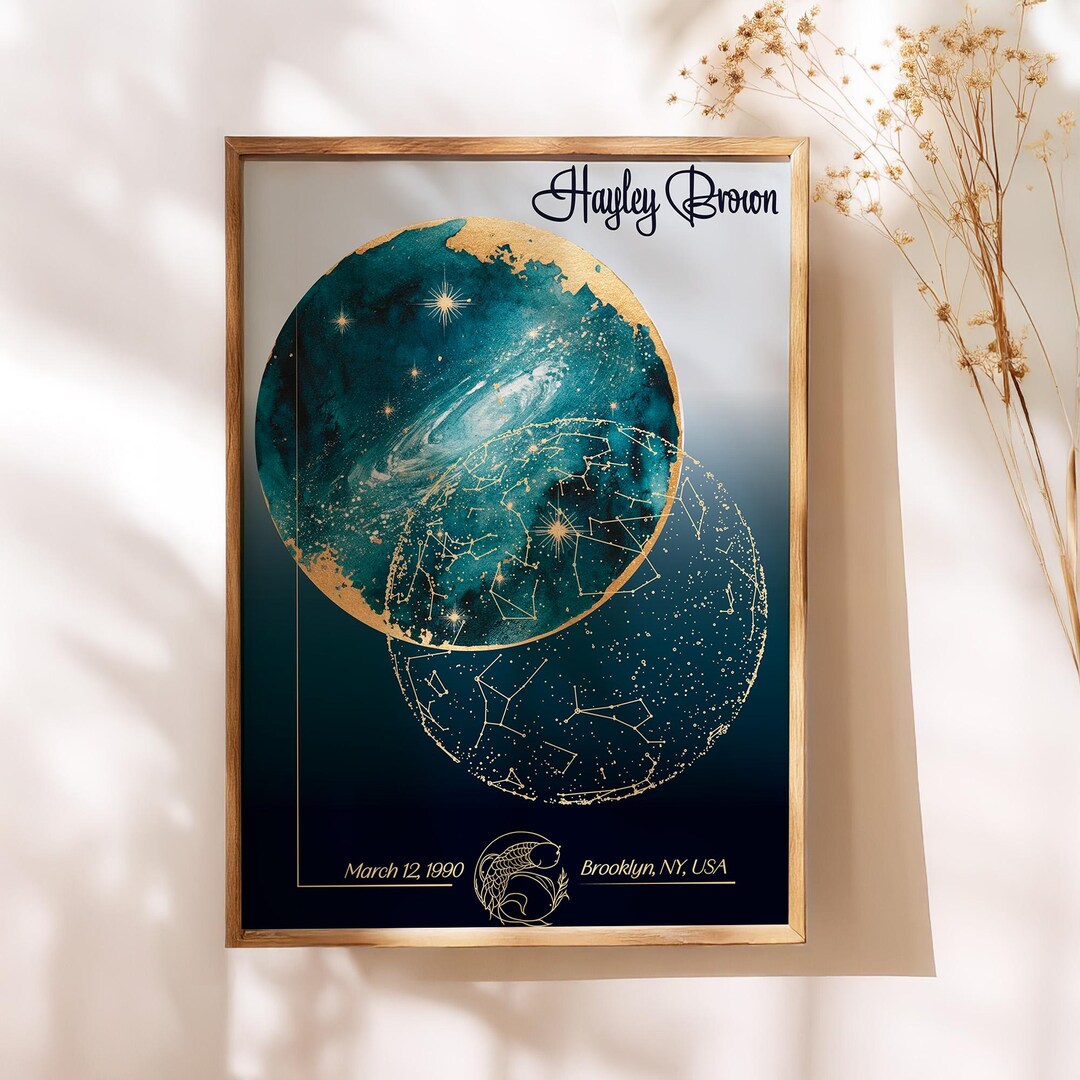 Custom Star Map Print: Personalized Zodiac Constellation Art (digital ...